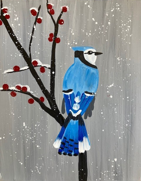 Easy Blue Jay Painting
